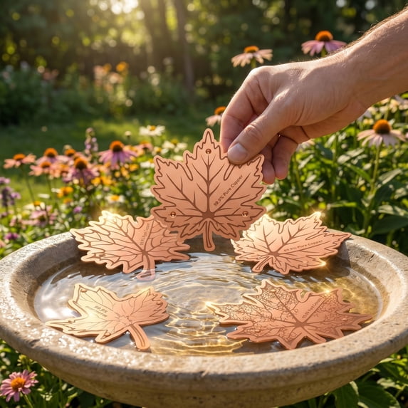 Copper Maple Leaf Bird Bath Deicer Copper Birdbath For Winter Leaf ...