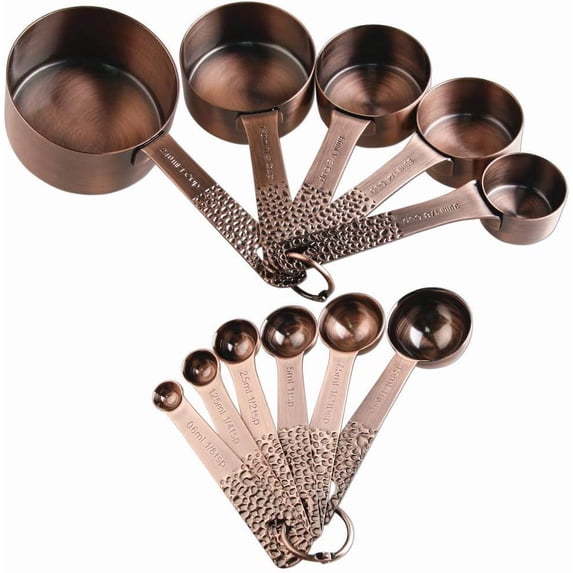Copper Measuring Cups and Spoons Set, Metric & Stainless 5 Measuring ...