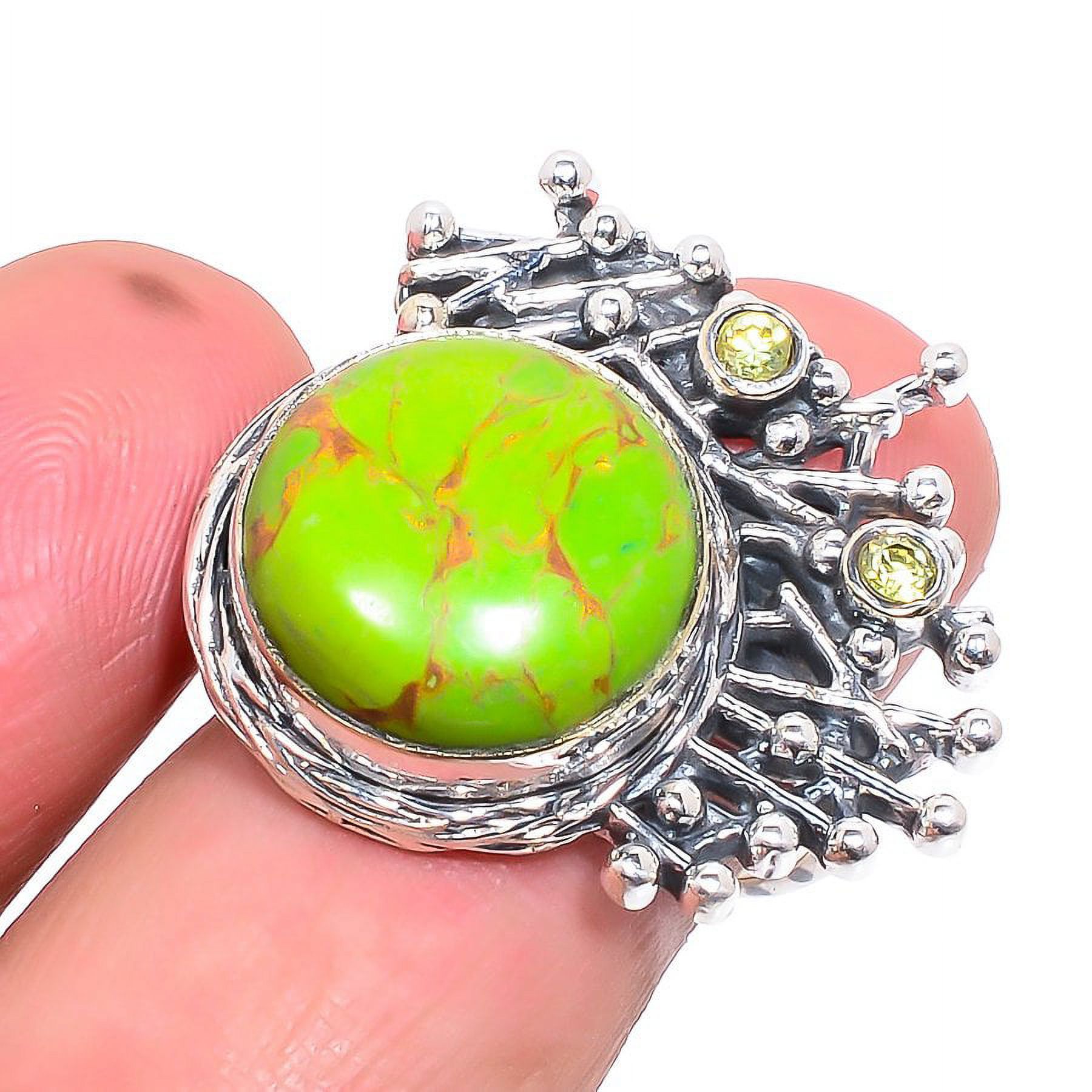 Copper Mohave Green Turquoise 925 Silver Bushes Crown Ring Size 8 ...
