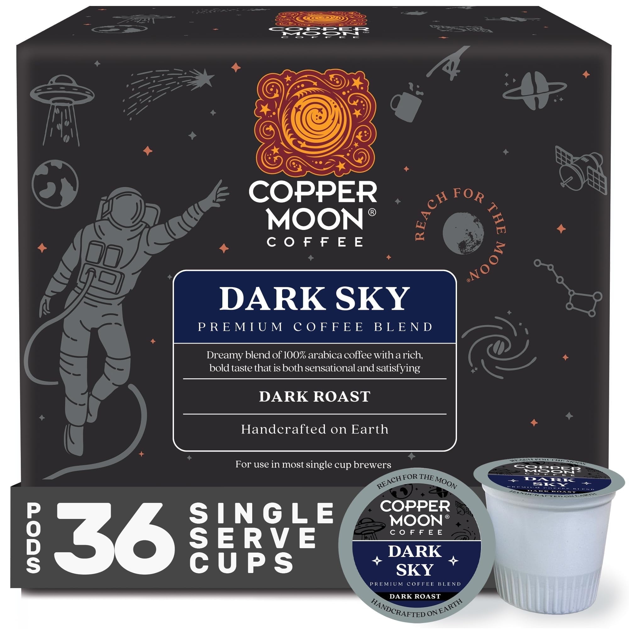 Copper Moon Dark Sky Blend, Single Serve Coffee Pods for Keurig K-Cup ...