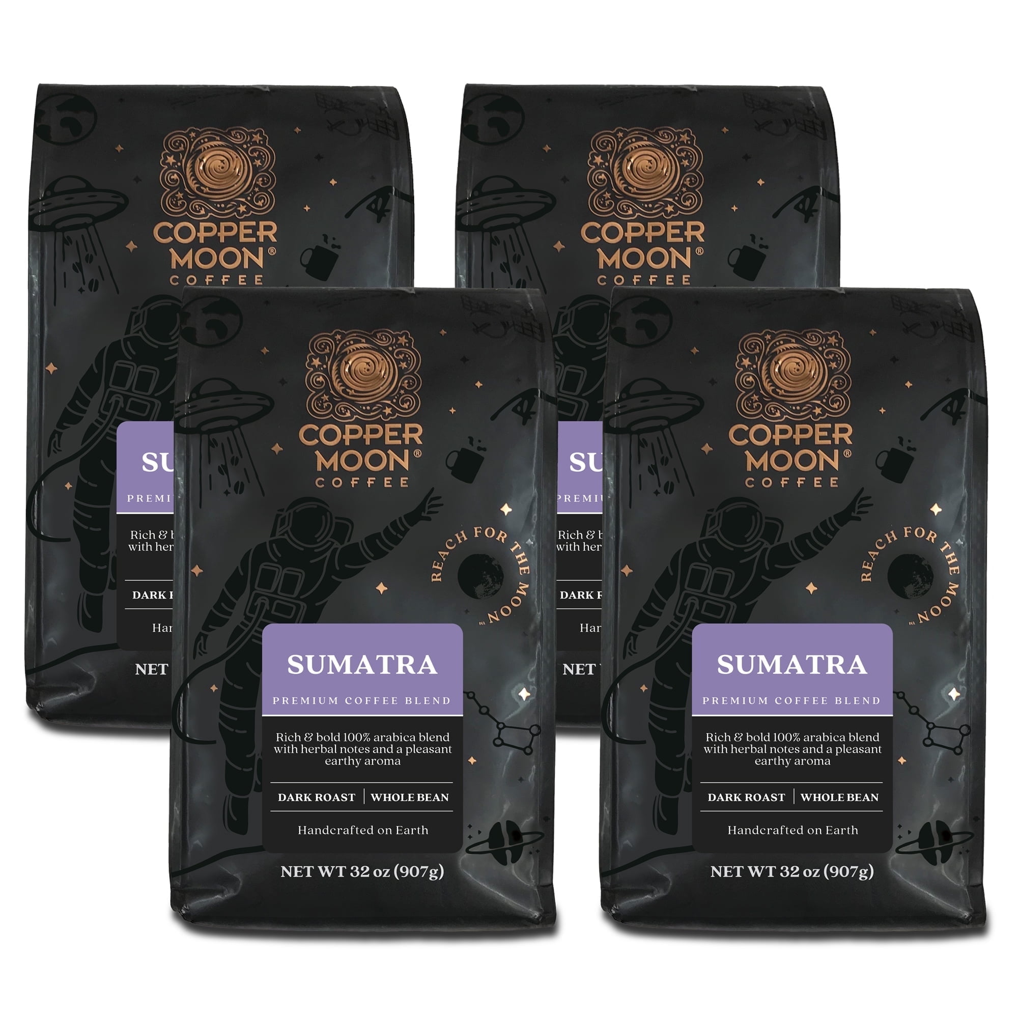 Copper Moon Sumatra Blend, Dark Roast, Premium Whole Bean Coffee, 128oz ...