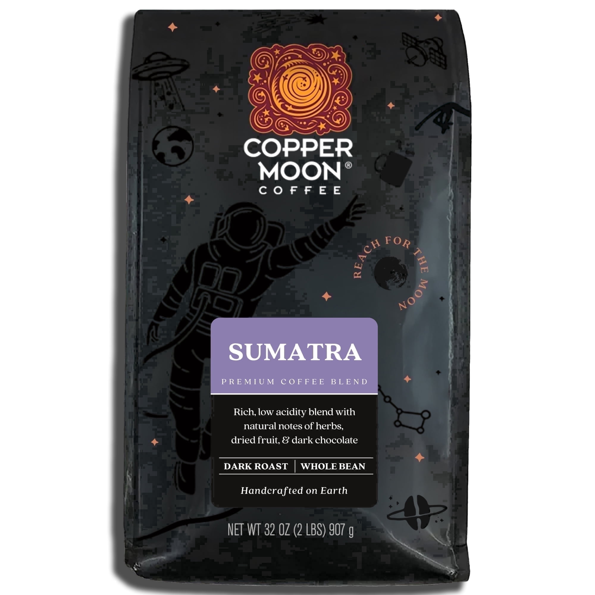 Copper Moon Coffee, Whole Bean Coffee, 2 Lb, Dark Roast Sumatra Blend ...
