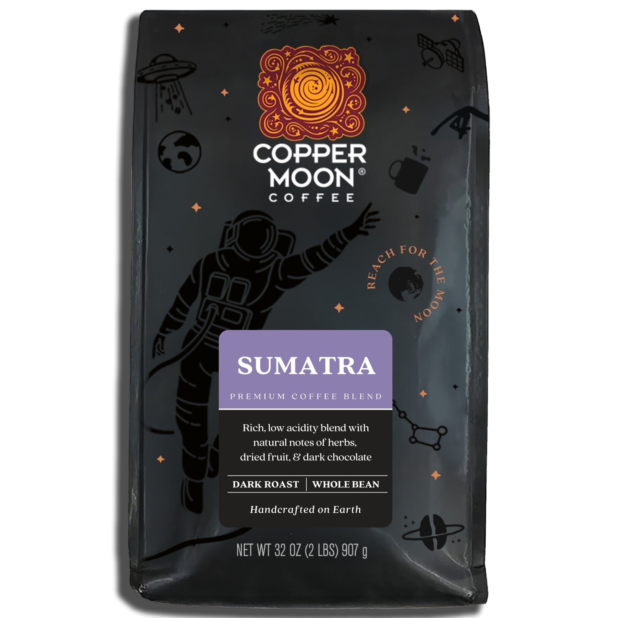 Copper Moon Coffee, Sumatra Blend, Dark Roast, Whole Bean Coffee, 2 lb ...