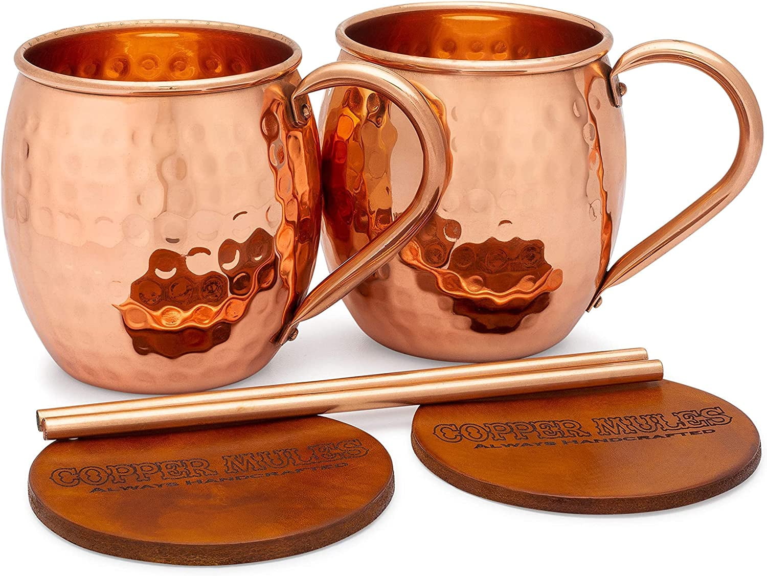 Copper Mules Moscow Mule Copper Mugs Set of 2 Hand Hammered - Classic ...
