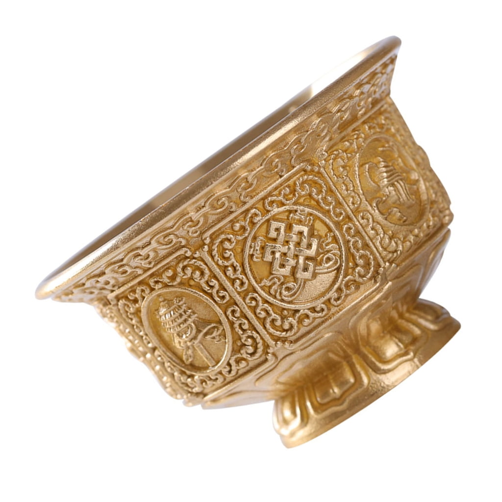 Copper Offering Bowl Eight Auspicious Symbols Holy Water Supply Cup for ...