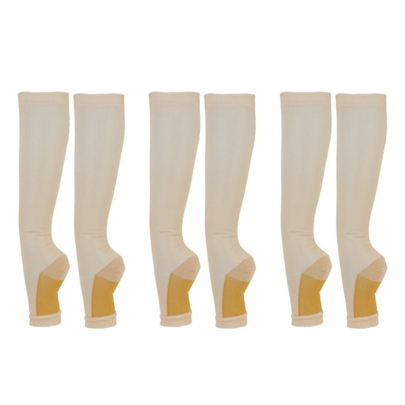 Copper Open Toe Toeless Compression Socks for Men and Women (L/XL ...