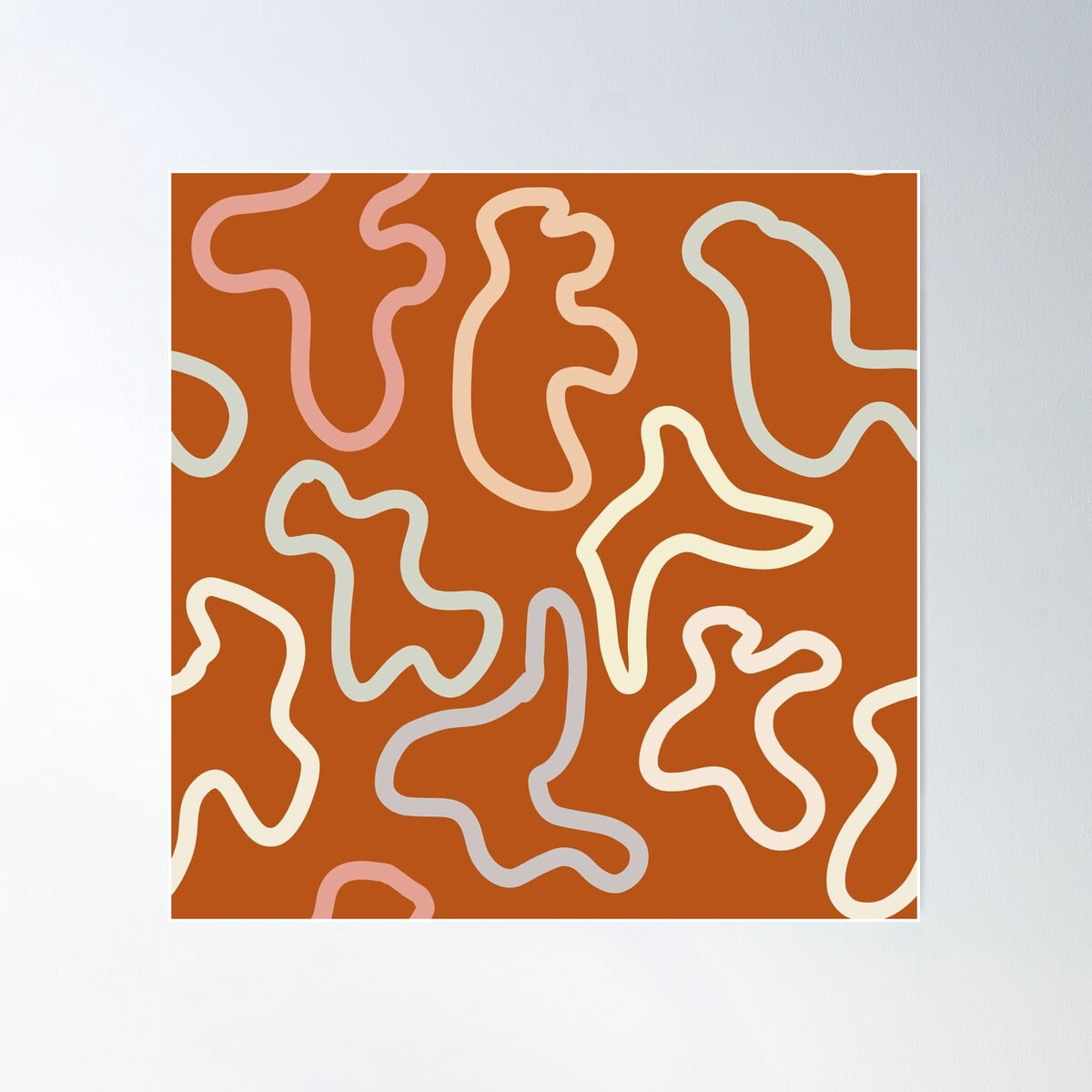 Copper Organic Shapes Poster Wall Art, Modern Wall Decor For Living ...