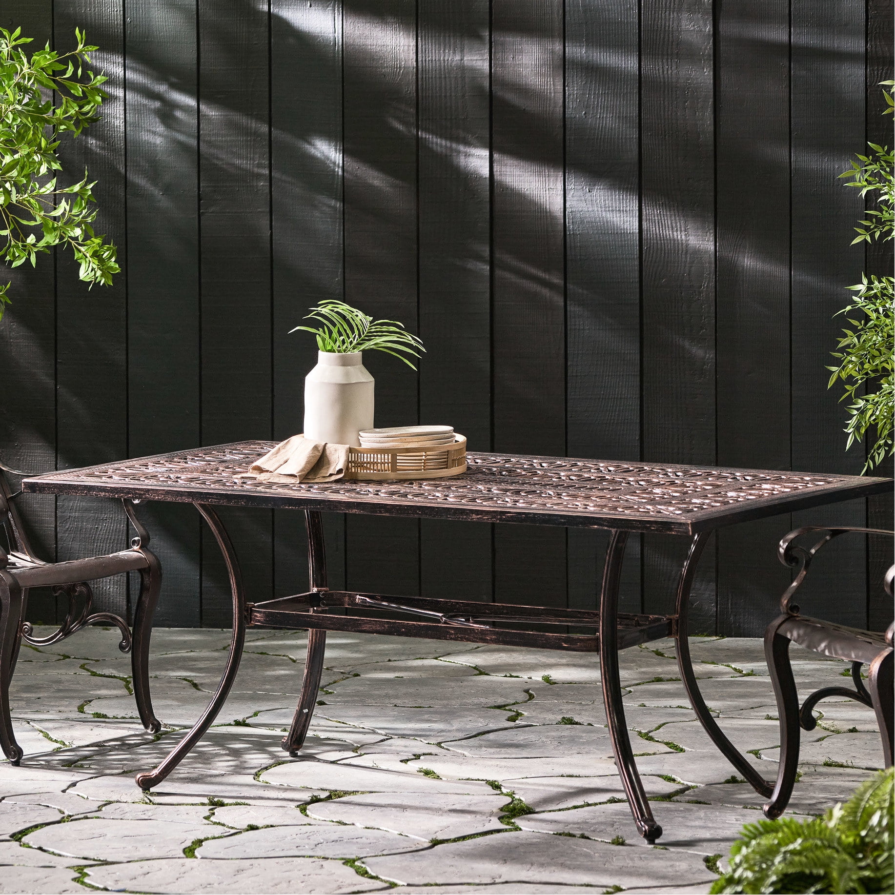 Copper Outdoor Dining Table with Saber Legs / Rust-Resistant and Fits ...