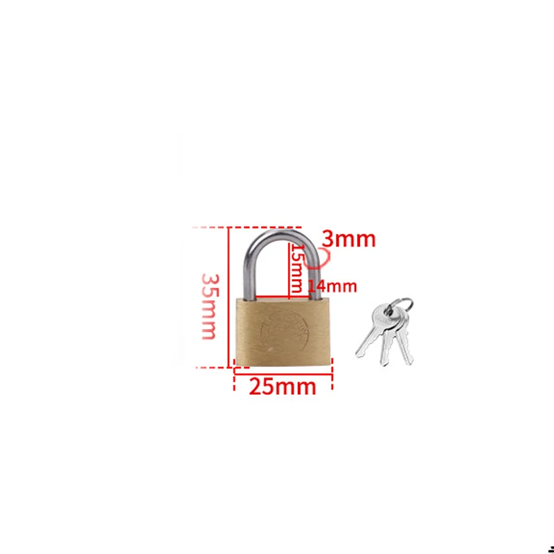 Copper Padlock for Luggage Cases and Lockers with 3 Keys, Sizes 20mm ...