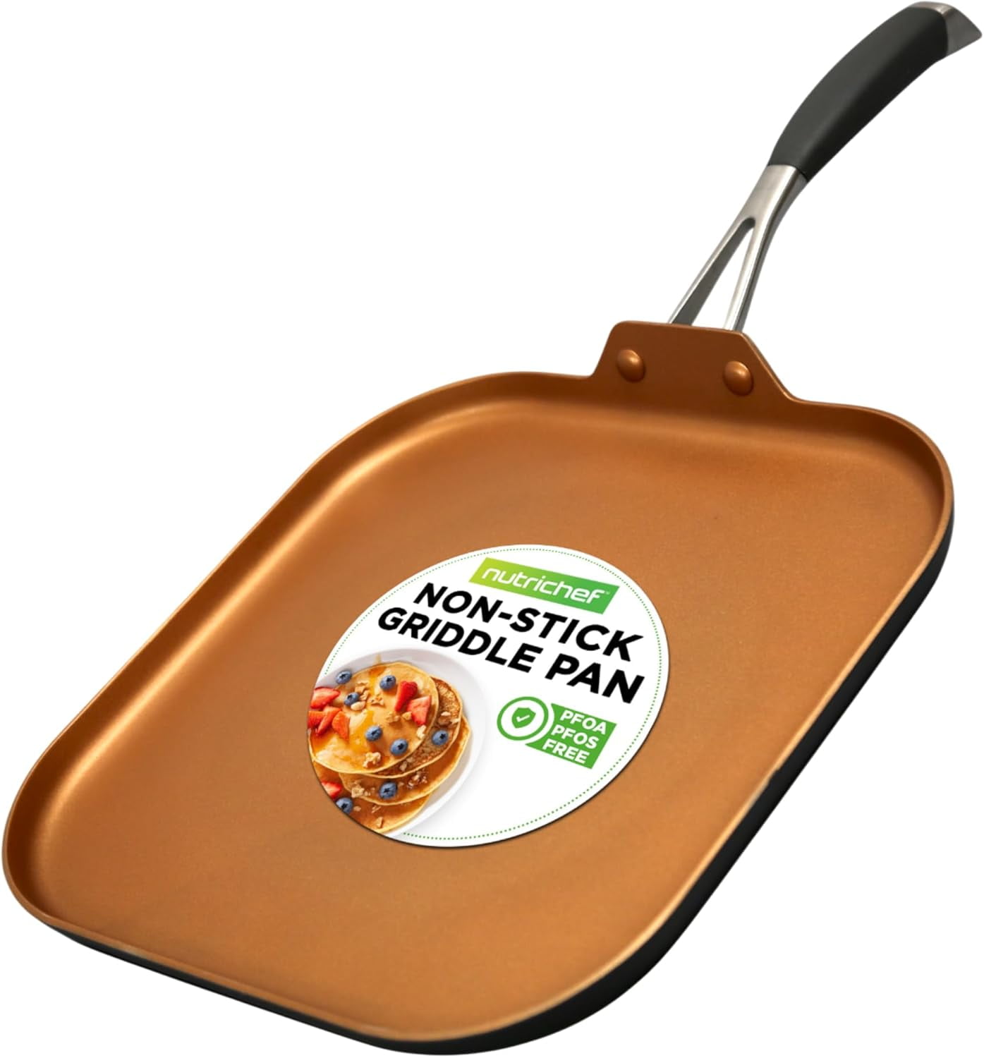 Copper Pan Non-Stick Coating Inside, Hard-Anodized Look Heat Resistant ...