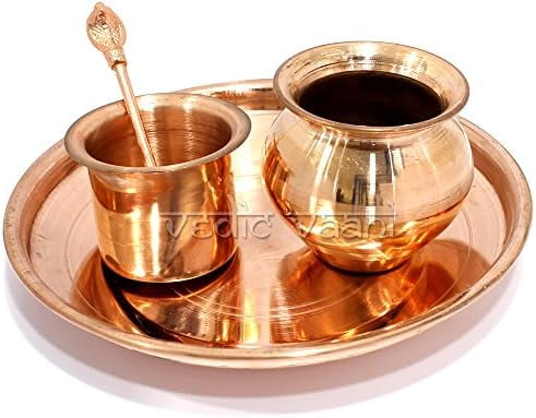 Copper Plate Kalash Panchapatra Puja Thali (Pack of 3) - Walmart.com