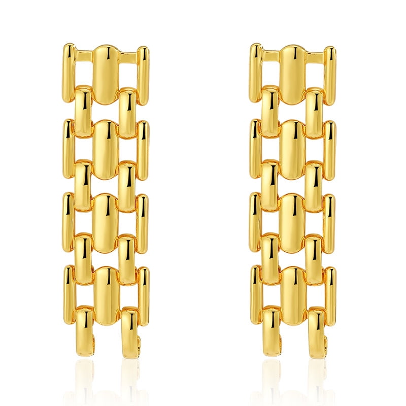 Copper Plating 18K Gold Special Interest Earrings Long Weaving Hollow ...