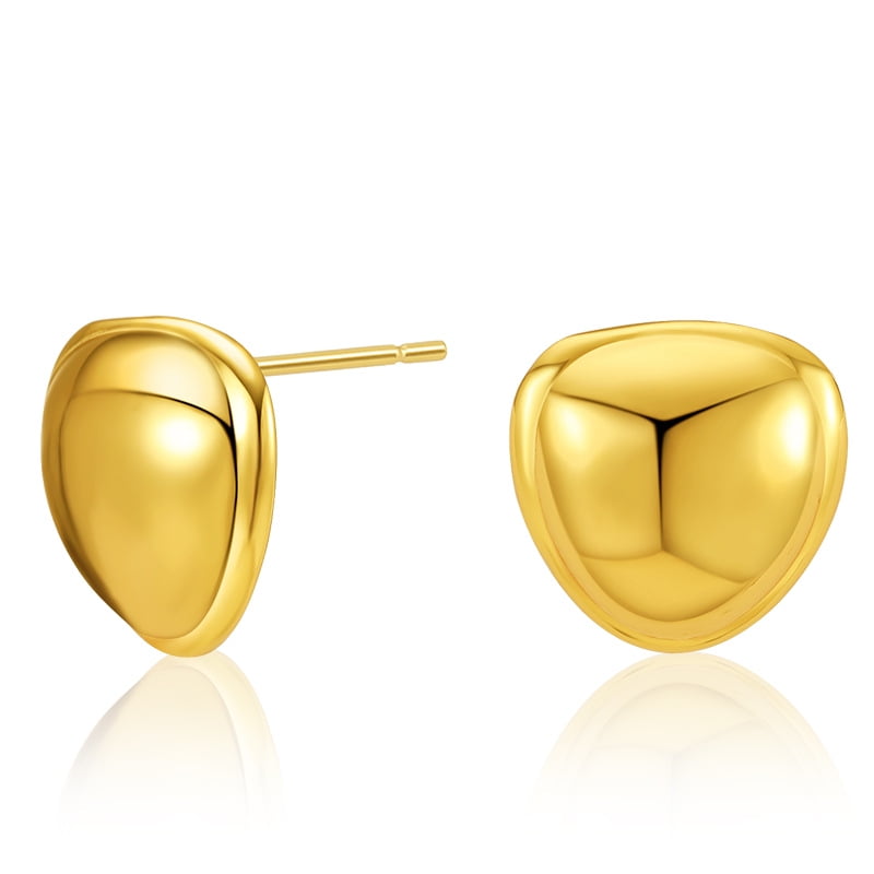 Copper Plating 18K Real Gold Irregular Mirror Geometric Ear Studs ...