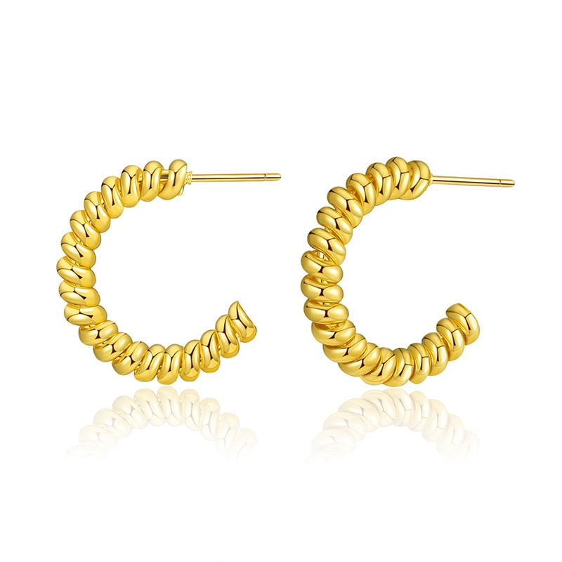 Copper Plating 18K Real Gold Metal Ear Studs Color Retaining Niche ...