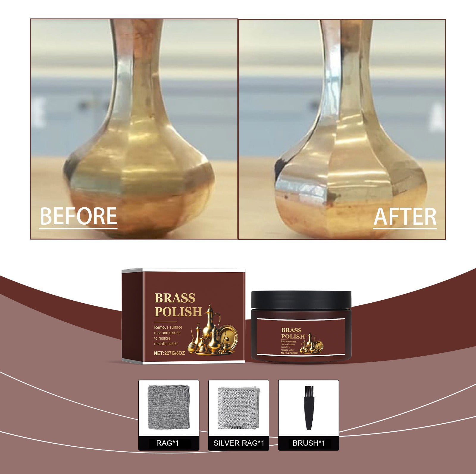 Copper Polishing Agent, Brass Cleaning Solution, Acid-Free formula ...