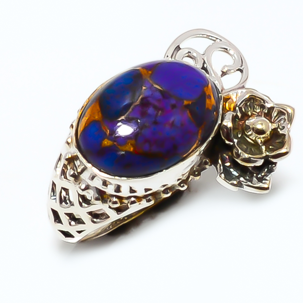 Copper Purple Turquoise - Arizona 925 Sterling Silver Bali Ring Size 6 ...