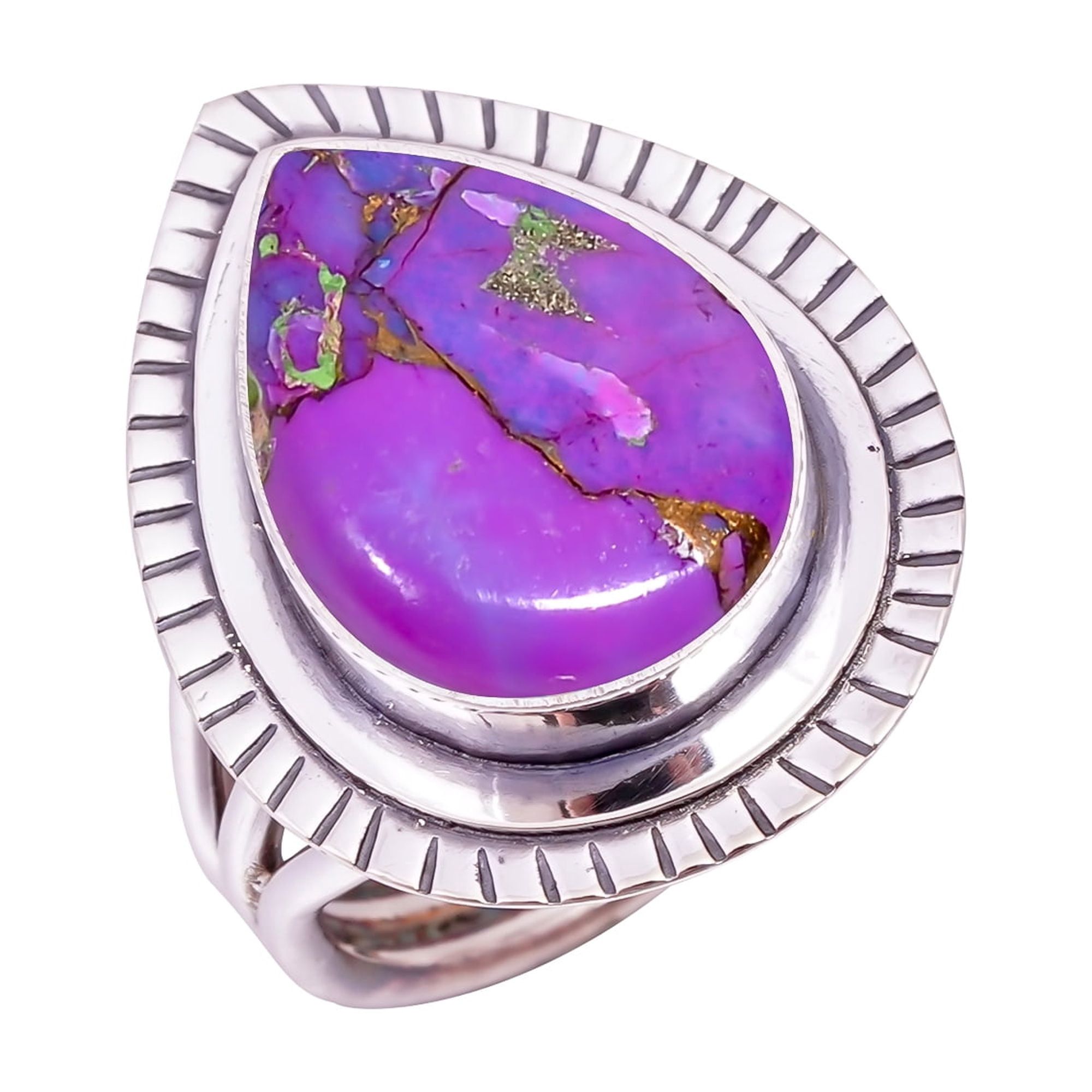 Copper Purple Turquoise Gemstone 925 Sterling Silver Ring V11532 ...
