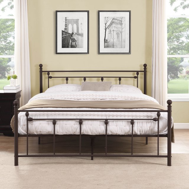 Copper Queen Victorian Style Metal Platform Bed (Fully Slated ...