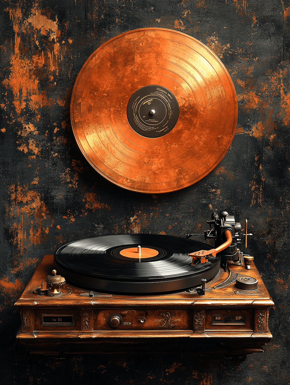 Copper Record Wall Art Canvas Print， Suitable for Living Room， Bedroom ...