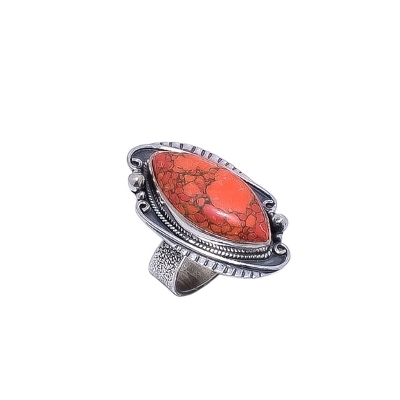 Copper Red Turquoise Gemstone 925 Sterling Silver Jewelry Ring ...