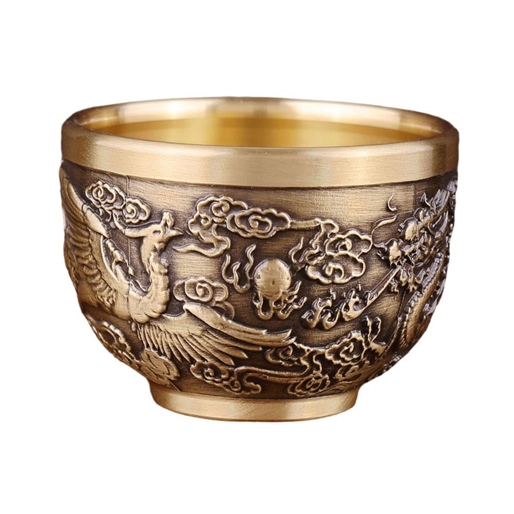 Copper Relief Dragon and Phoenix Cup - Traditional Craftsmanship and ...