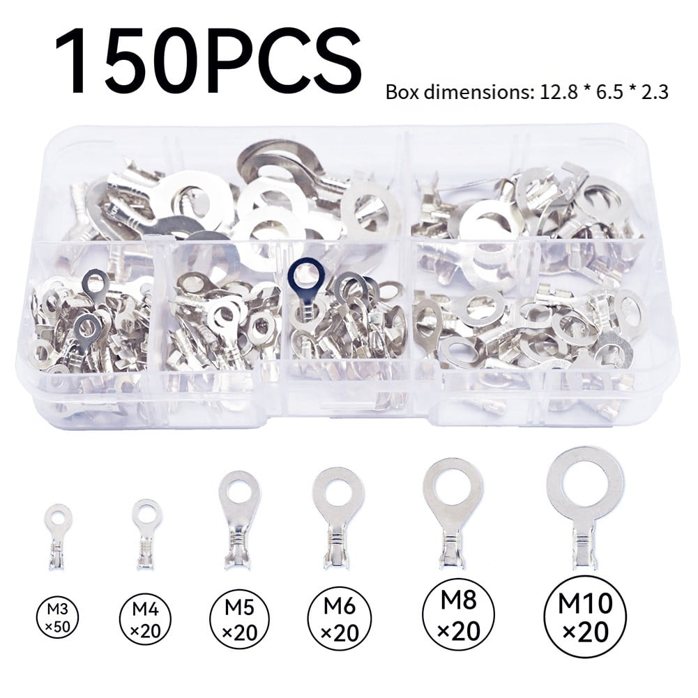 Copper Ring Cable Lugs 150 Pieces Crimp Terminals For Electrical Wiring ...