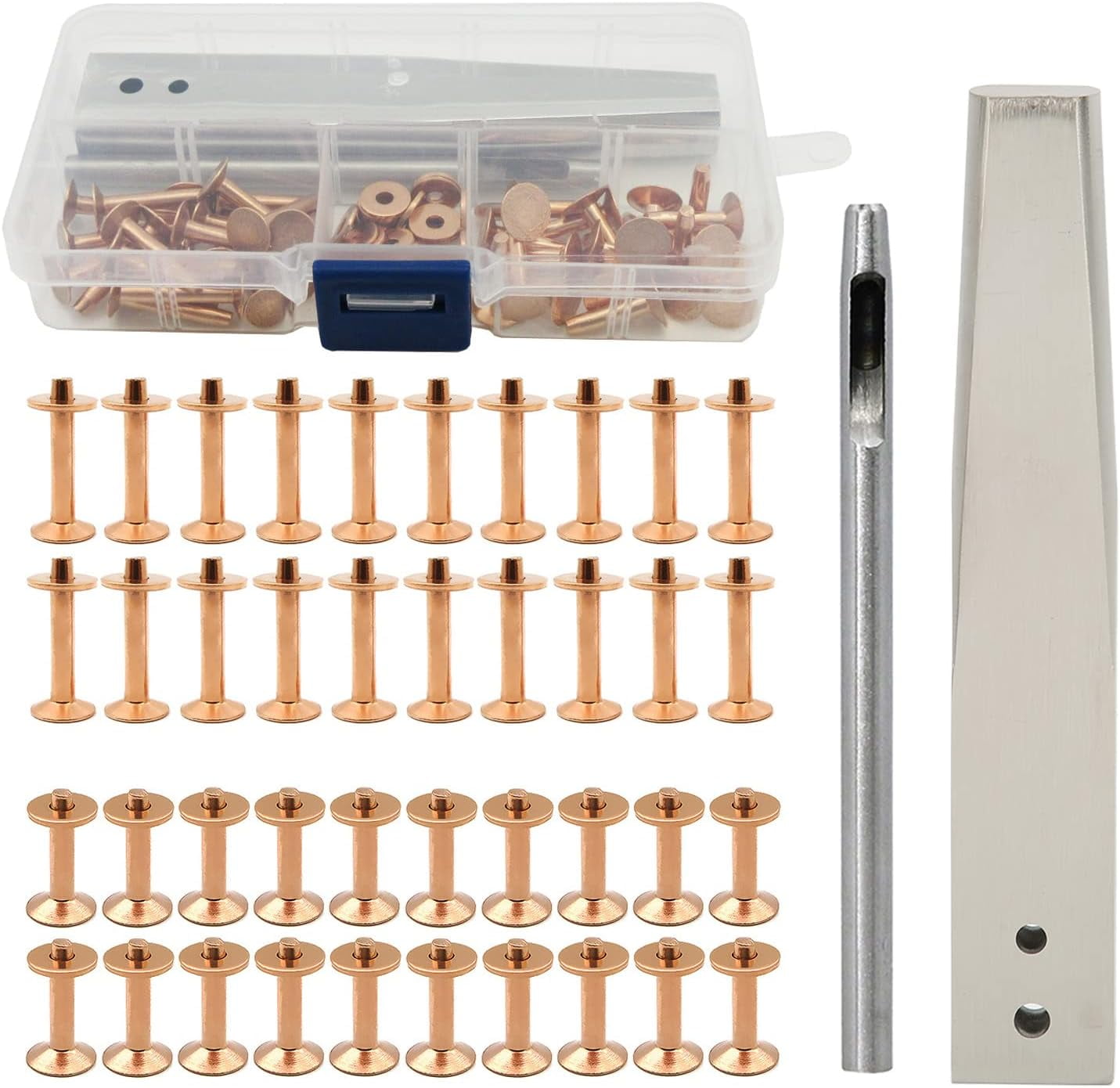 Copper Rivet Burr Kit, 62 Piece Copper Rivet Nut Rivet Spacer Leather ...