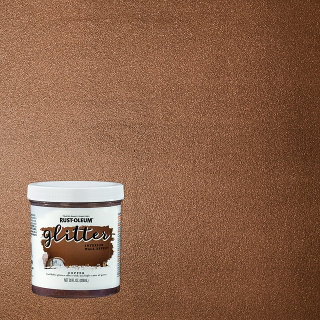 Copper, Rust-Oleum Specialty Glitter Interior Wall Paint, Quart -2 Pack ...
