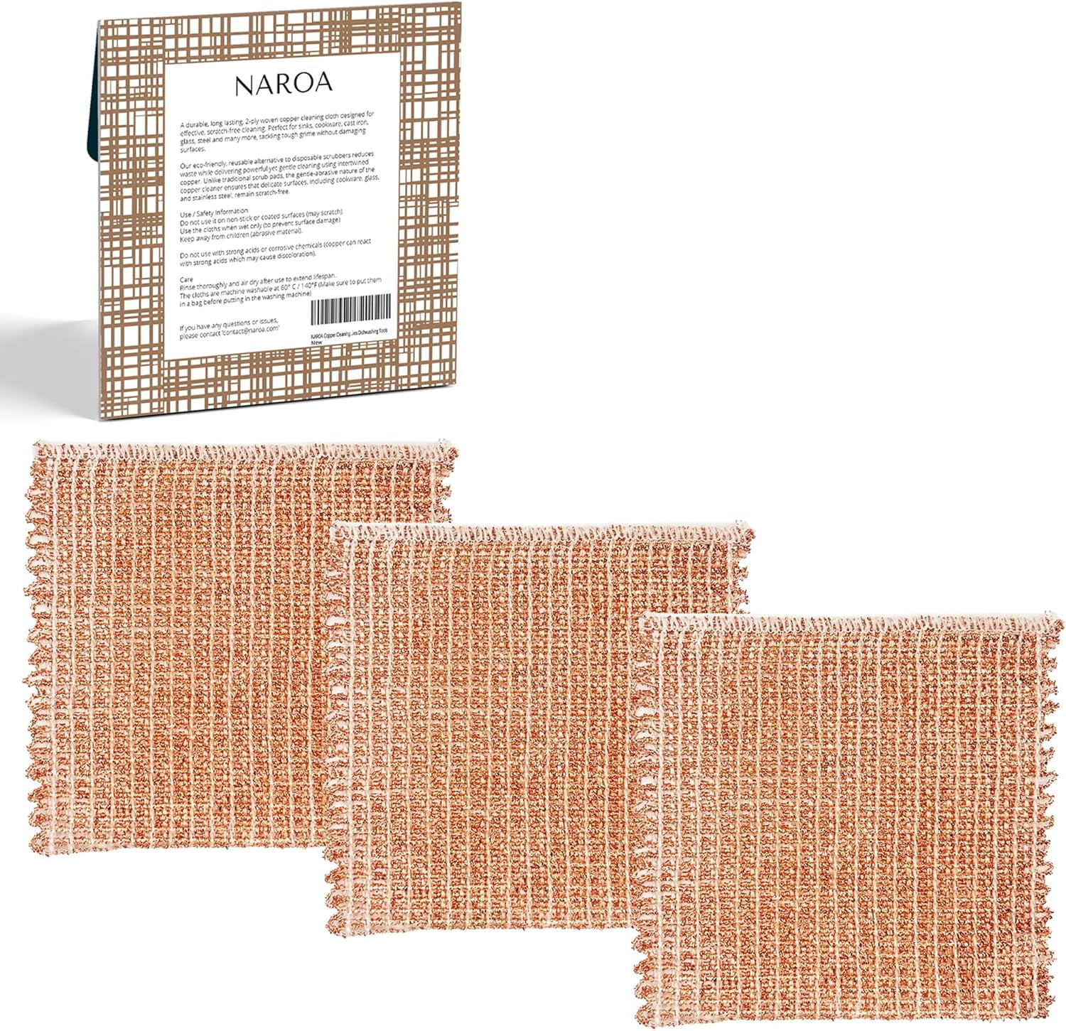 Copper Scrubbing Pads 3 Pack | 2-Ply Non-Abrasive Metal Mesh Scrubber ...
