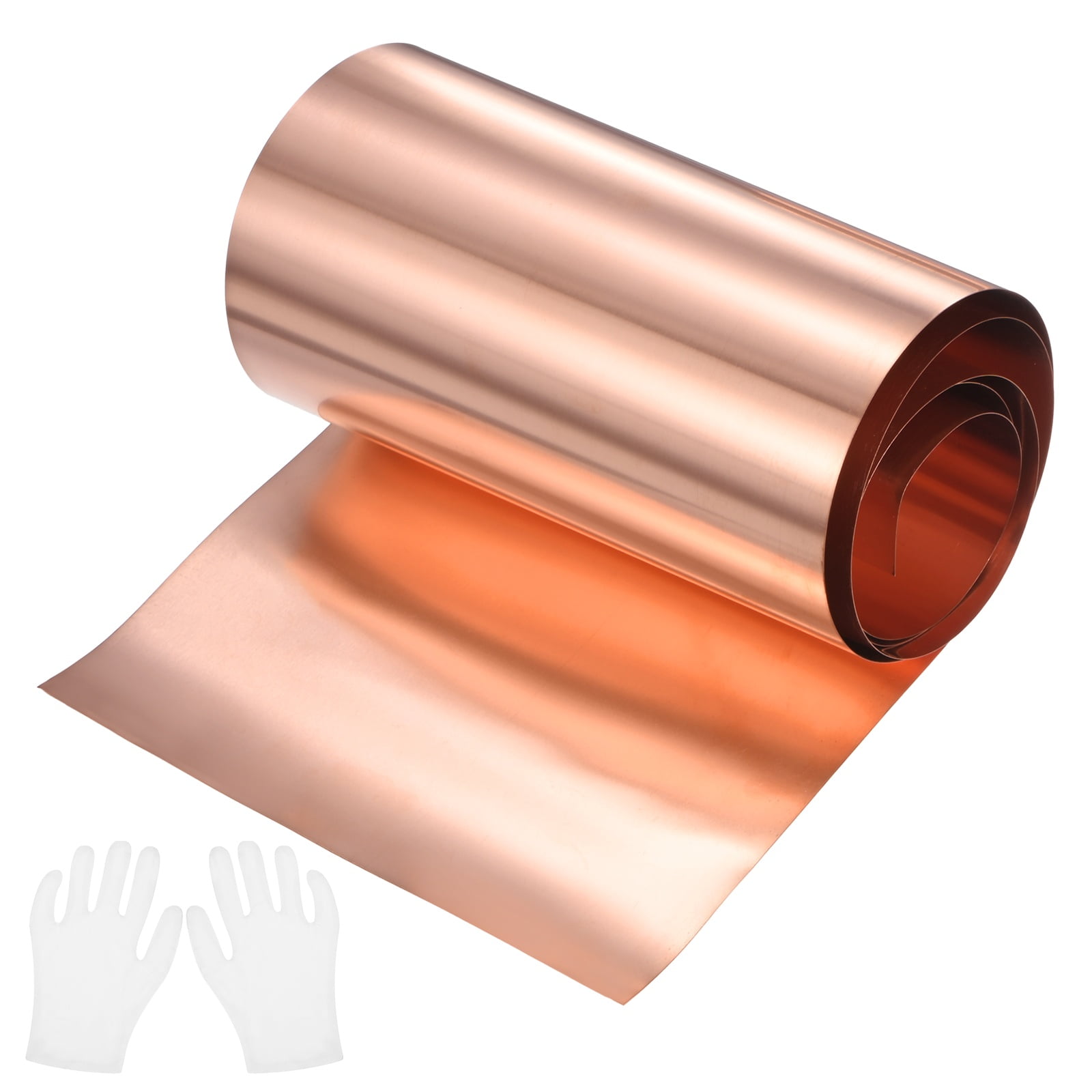 Copper Sheet Roll, 6in x 5ft x 0.008in (WxLxT) 99.9% Pure Copper Flashing Strip with Gloves for ...