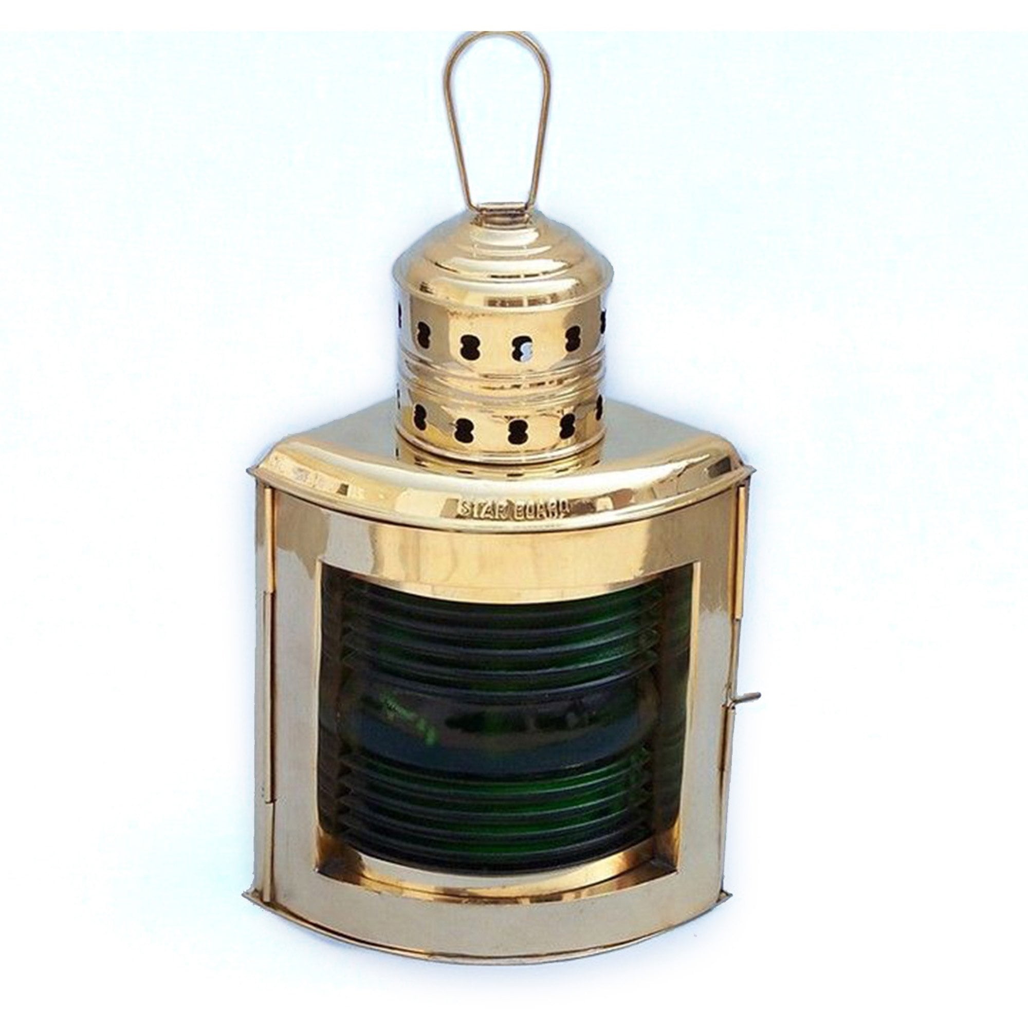 "Copper Ship Lamp Large, Green (Starboard) Glass with Oil Lamp ...