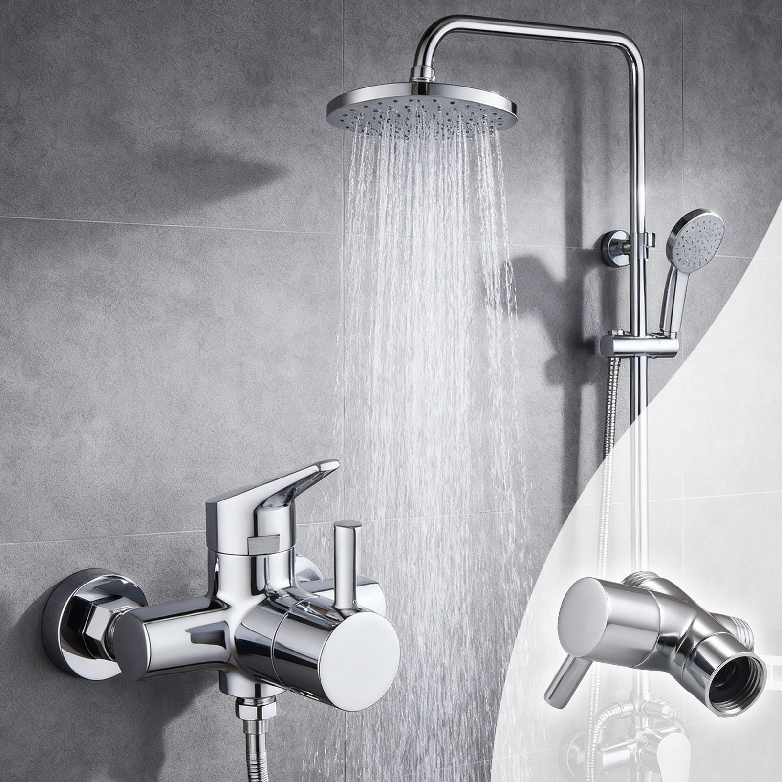 Copper Shower Showerhead Water Divider With One In Two Out Three Way ...