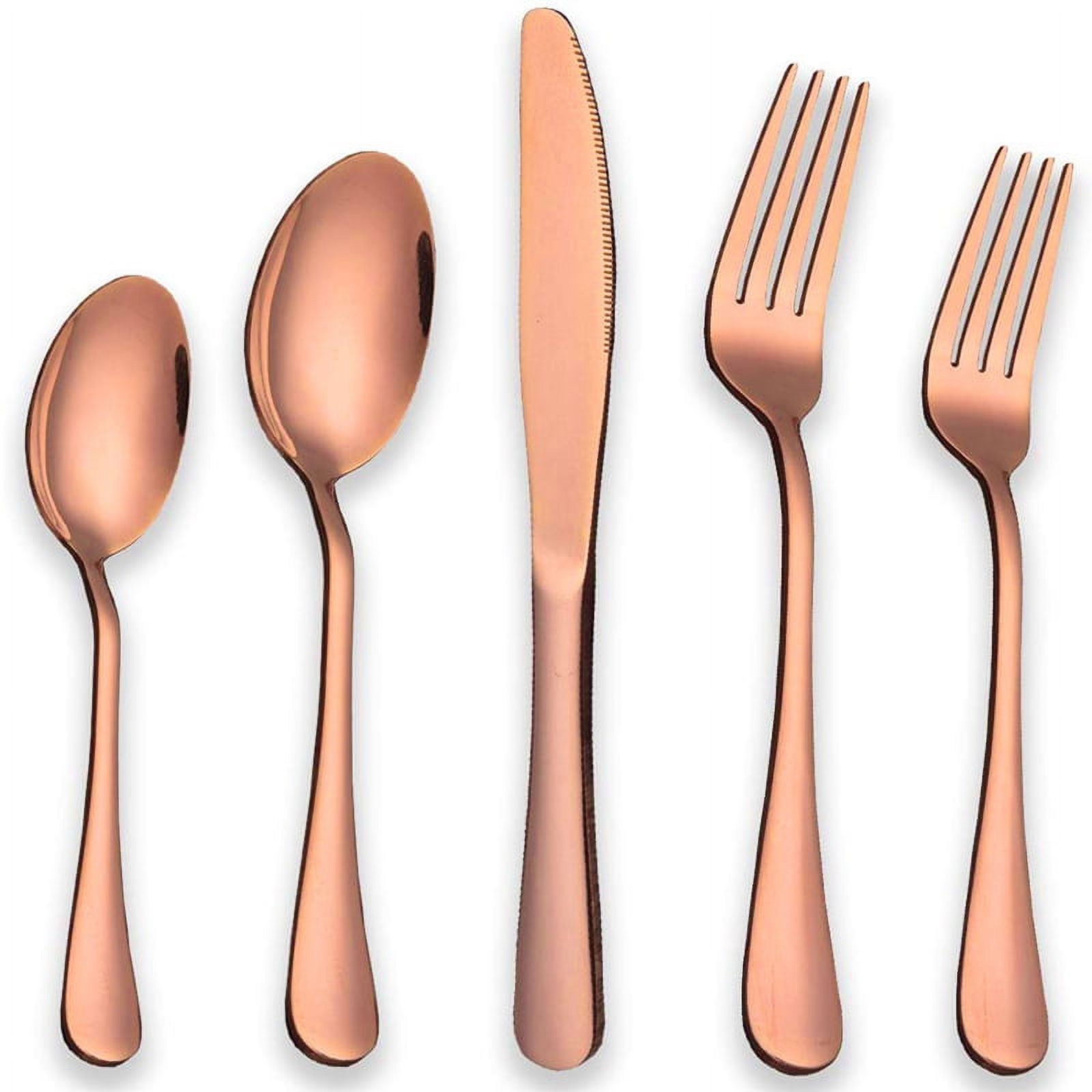 Copper Silverware Flatware Set, Moxinox 20-Piece Stainless Steel ...