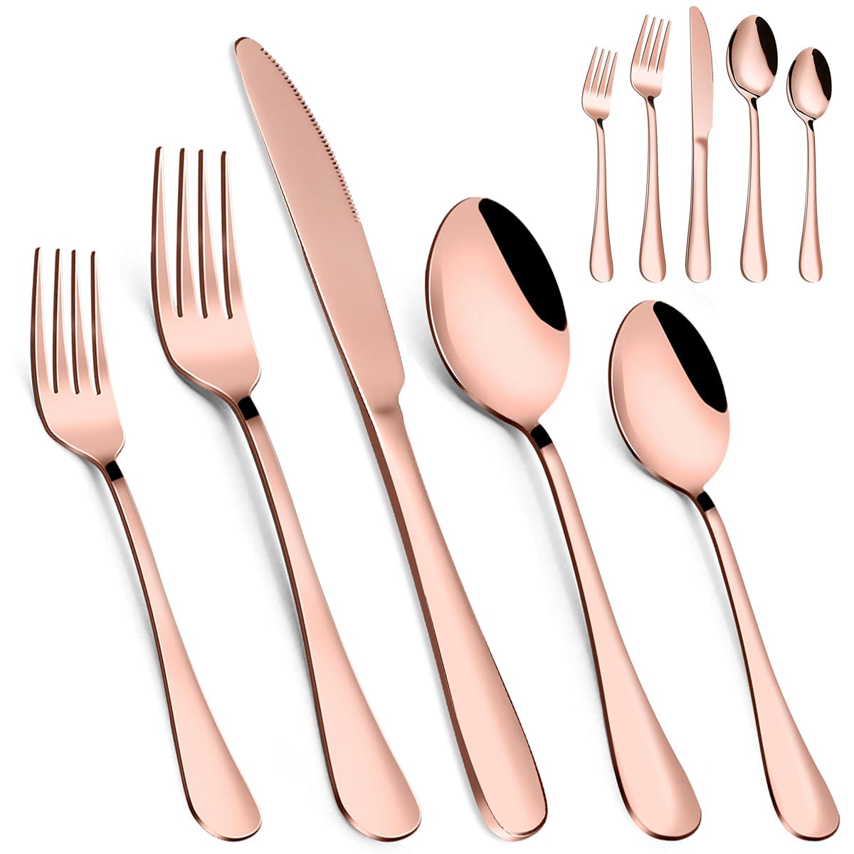 Copper Silverware Set Rose Gold Silverware Flatware Cutlery Set ...