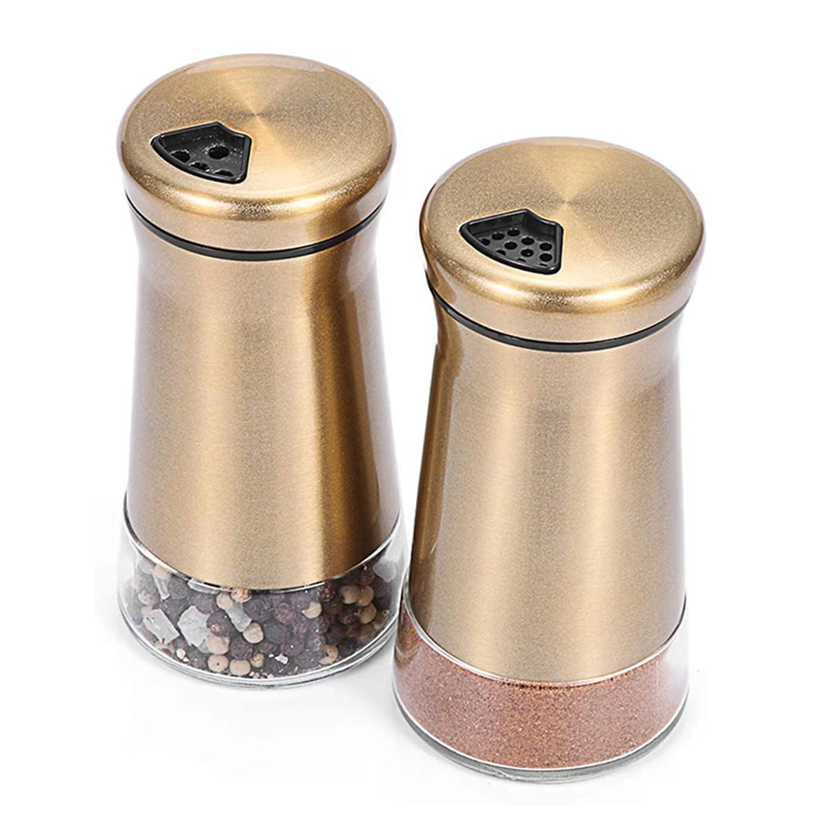 Copper Stainless Steel Salt and Pepper Shakers,Clear Bottom Jar Bottle ...