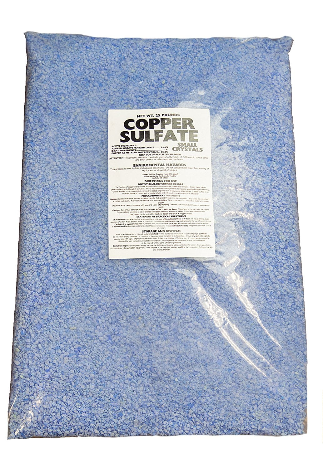 Earthworks Health Copper Sulfate Small Crystals, 25Lb Bag, 2-3MM ...