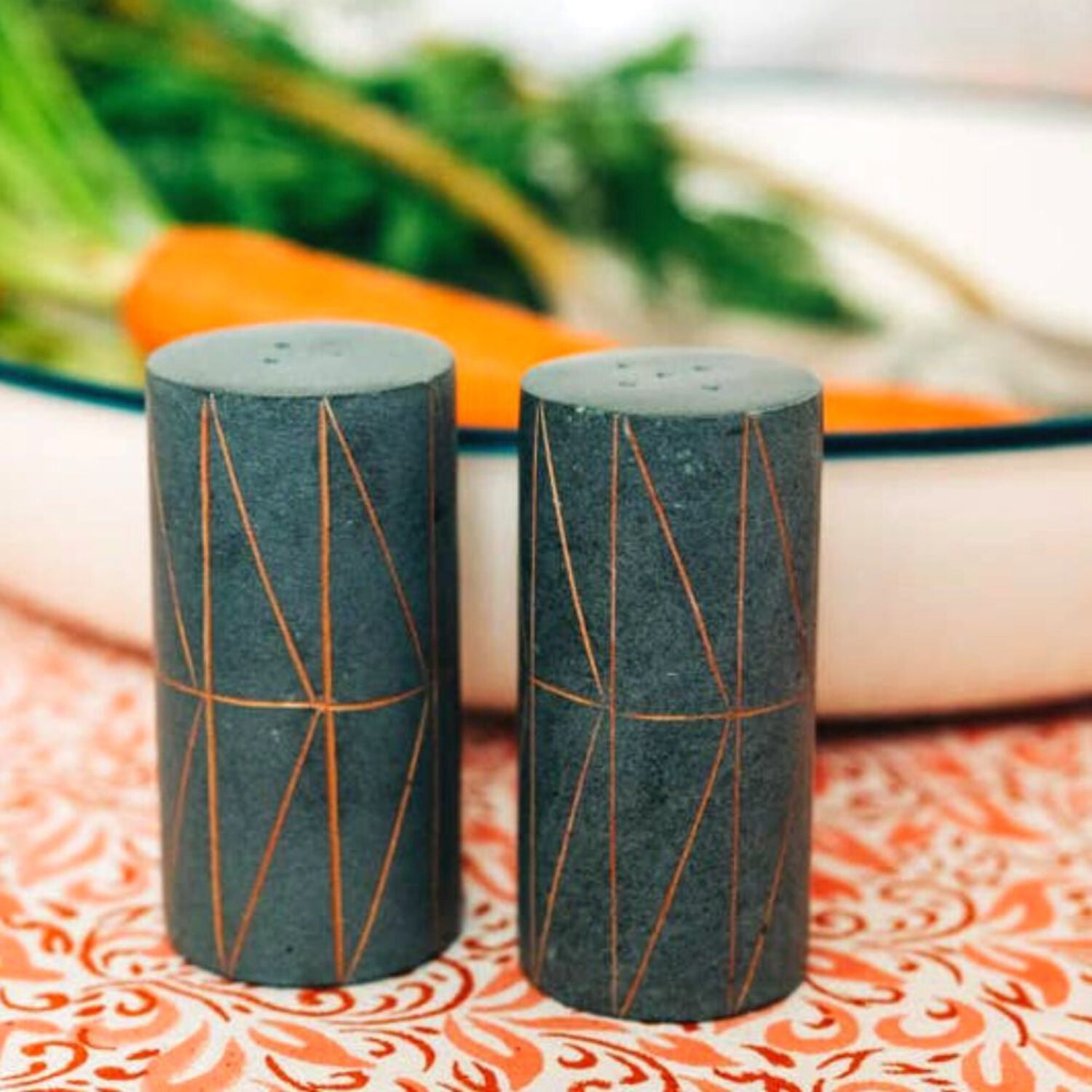 Copper Triangles Gray Stone Salt Pepper Shakers - Walmart.com