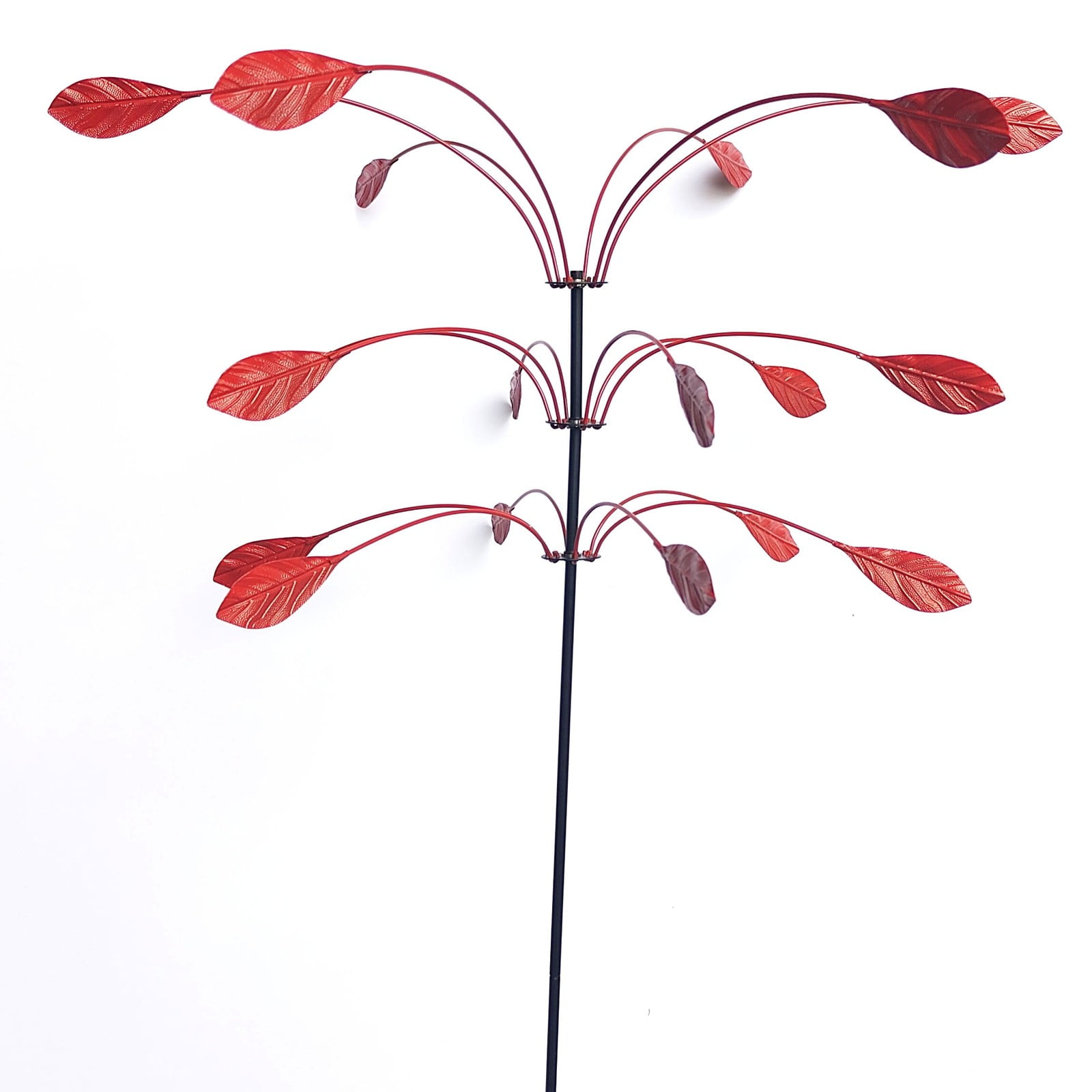 Copper Triple Leaf Windmill Sculpture, Metal Garden Decor for Outdoor ...