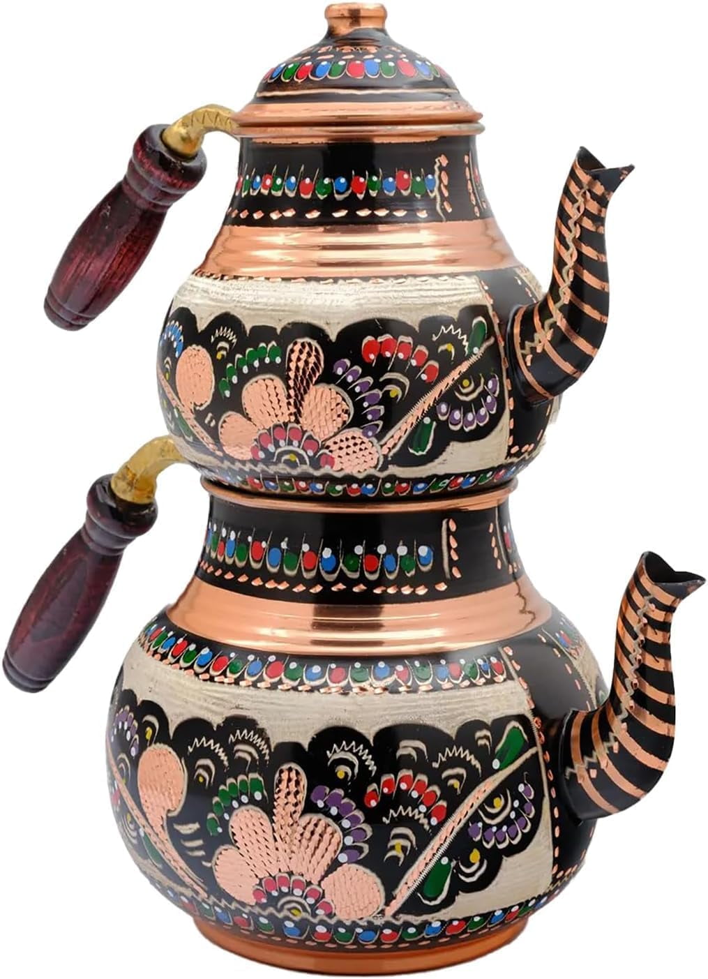 Copper Turkish TeaPot Tea Kettle Pots Set with Wooden Handle for Stove ...