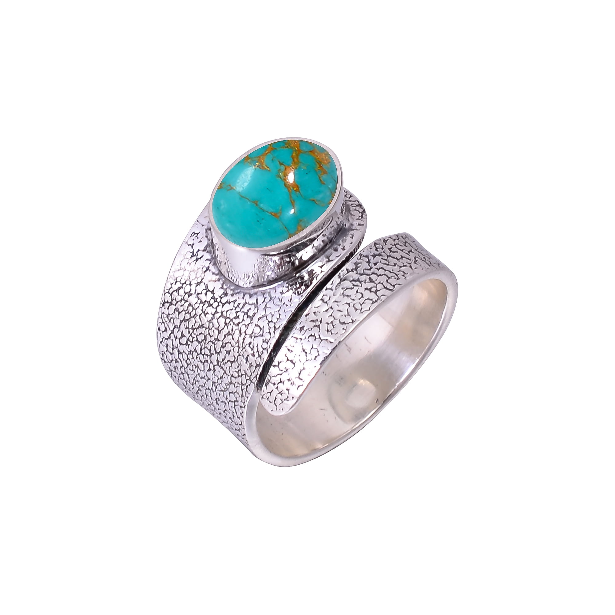 Copper Turquoise 925 Sterling Silver Ring V2325, Turquoise Ring, Cyan ...