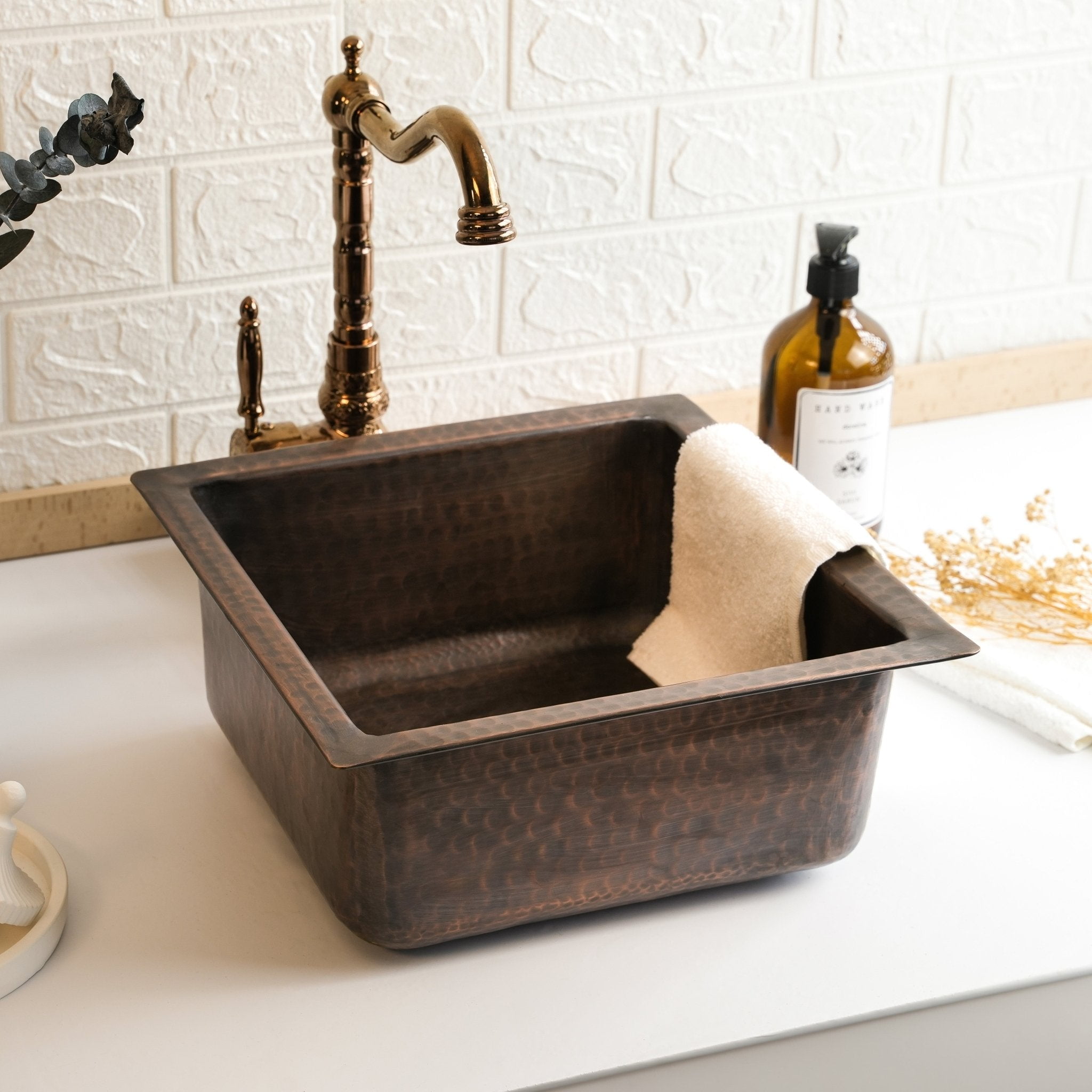 Handmade Hammered Copper Undermount Kitchen Sink – Farmhouse Style with ...
