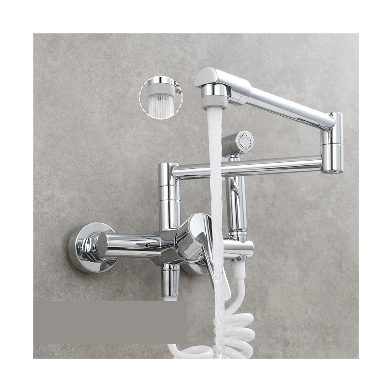 Copper Wall Type Hot And Cold Basin Kitchen Faucet Foldable Extension ...