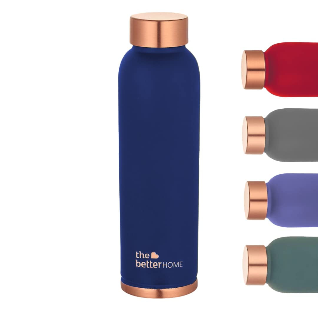 Copper Water Bottle 1 Liter, Blue | Water Bottle For Office & Home | Water Bottle For Kids | 100 ...
