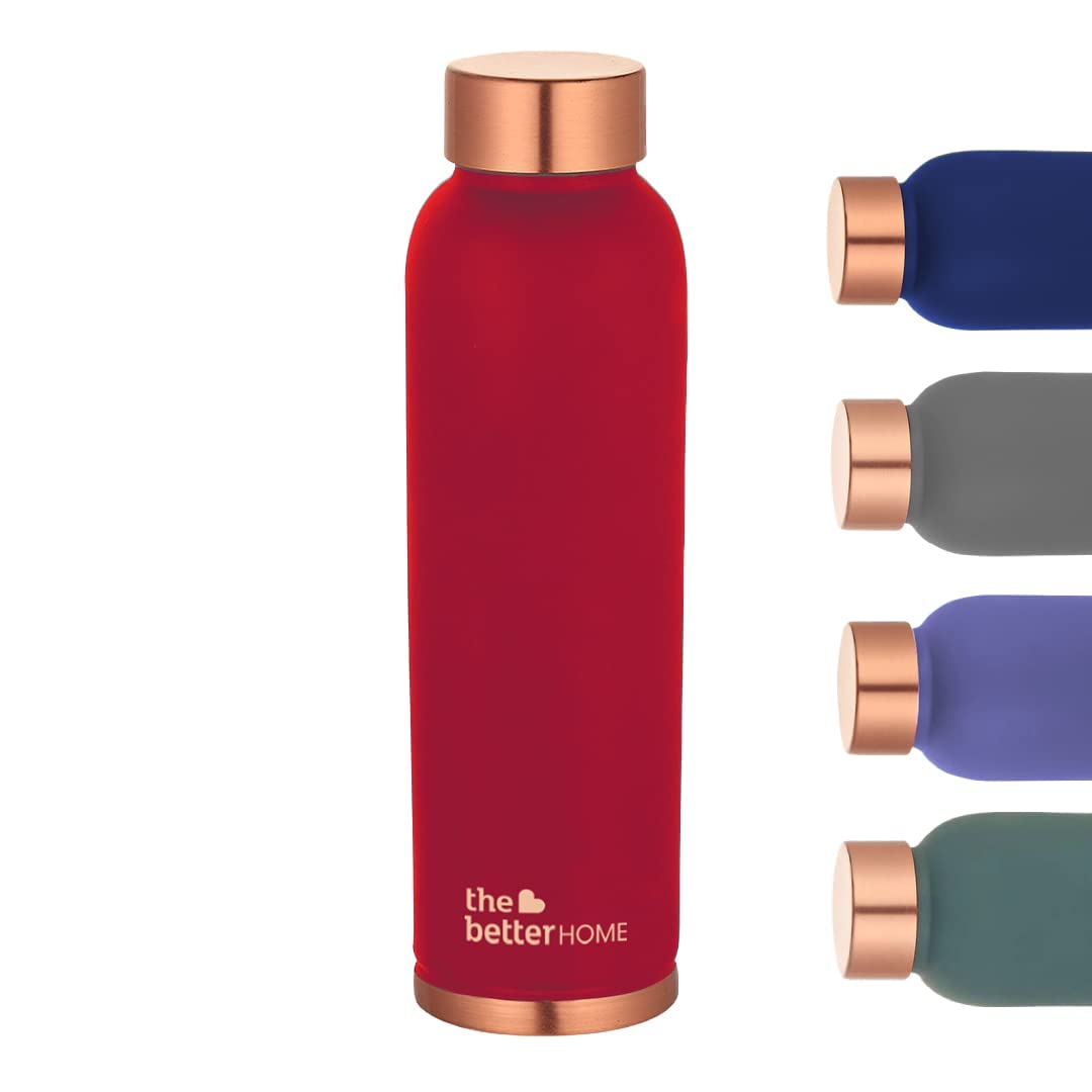 Copper Water Bottle 1 Liter, Maroon | Water Bottle For Office & Home ...