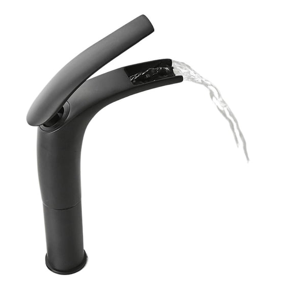Copper Waterfall Basin Faucet, Hot Cold Mixer Basin Sink Tap, Black ...