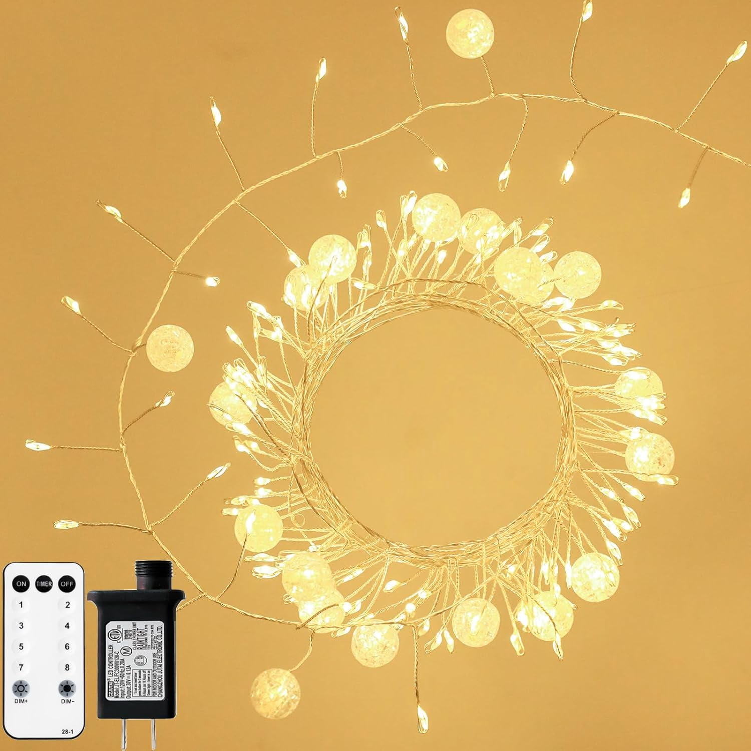 Copper Wire Firecracker Christmas YANTONs, 26FT 400LED Plug-in Twinkle ...