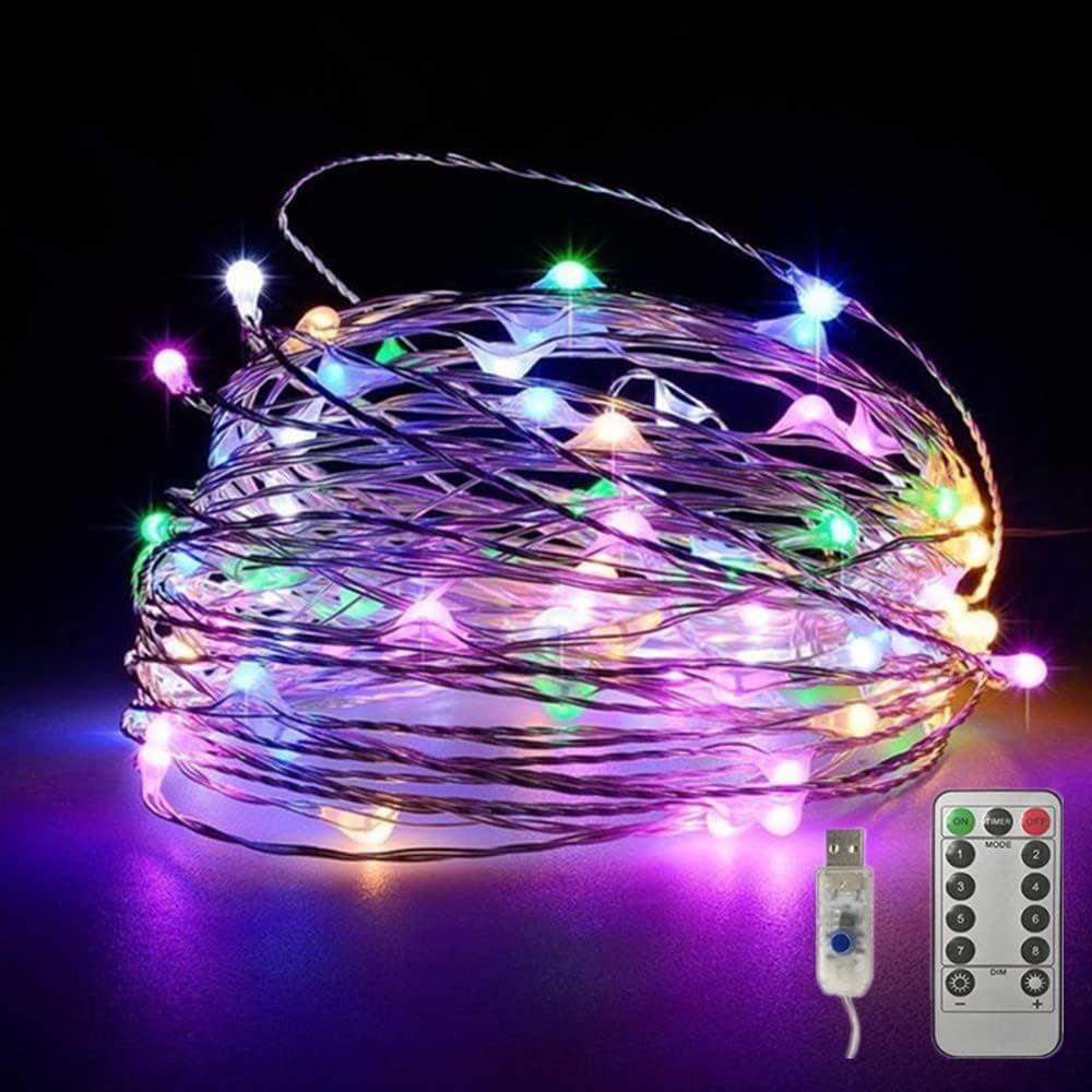 Copper Wire String Lights USB LED Fairy Lights 8 Modes with Timer ...