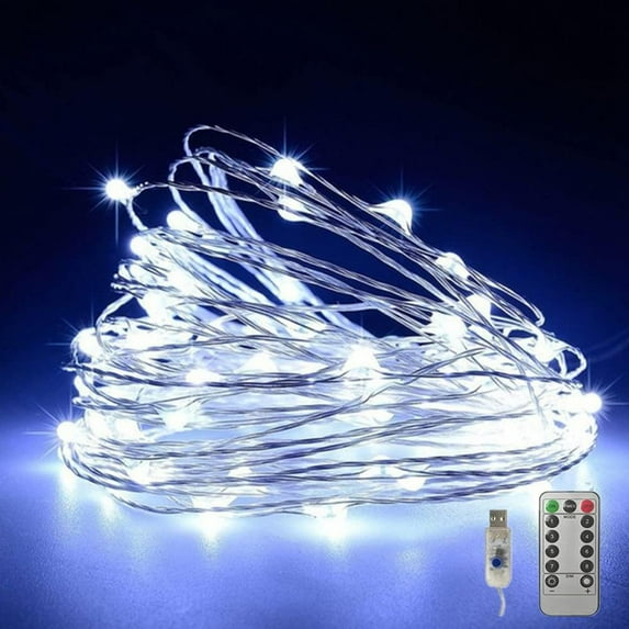 Copper Wire String Lights USB Powered LED Fairy Lights 8 Modes with ...