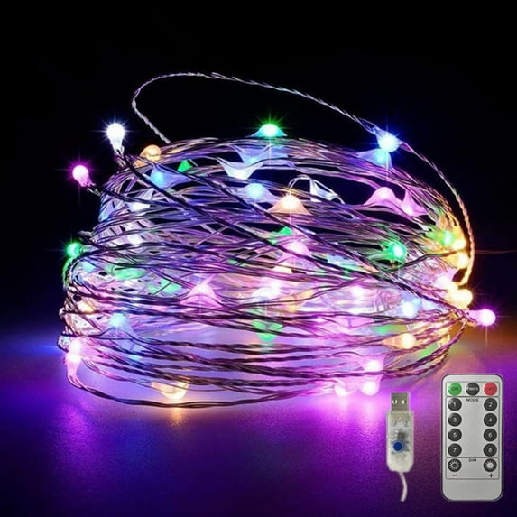 Copper Wire String Lights USB Powered LED Fairy Lights 8 Modes with ...