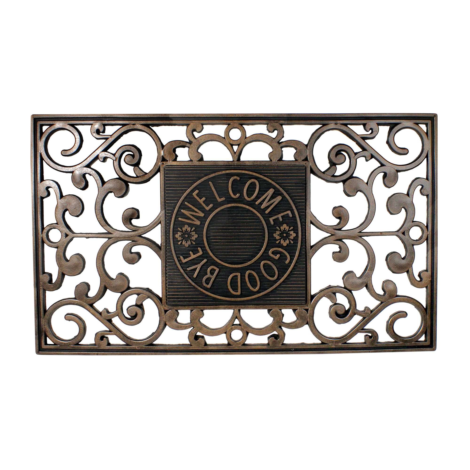 Copper and Black "Welcome and Good Bye" Outdoor Mat 30 x 18 - Walmart.com